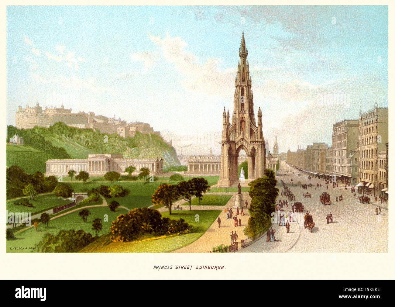 Vintage print of Princes Street, Edinburgh, Scotland in the 19th ...