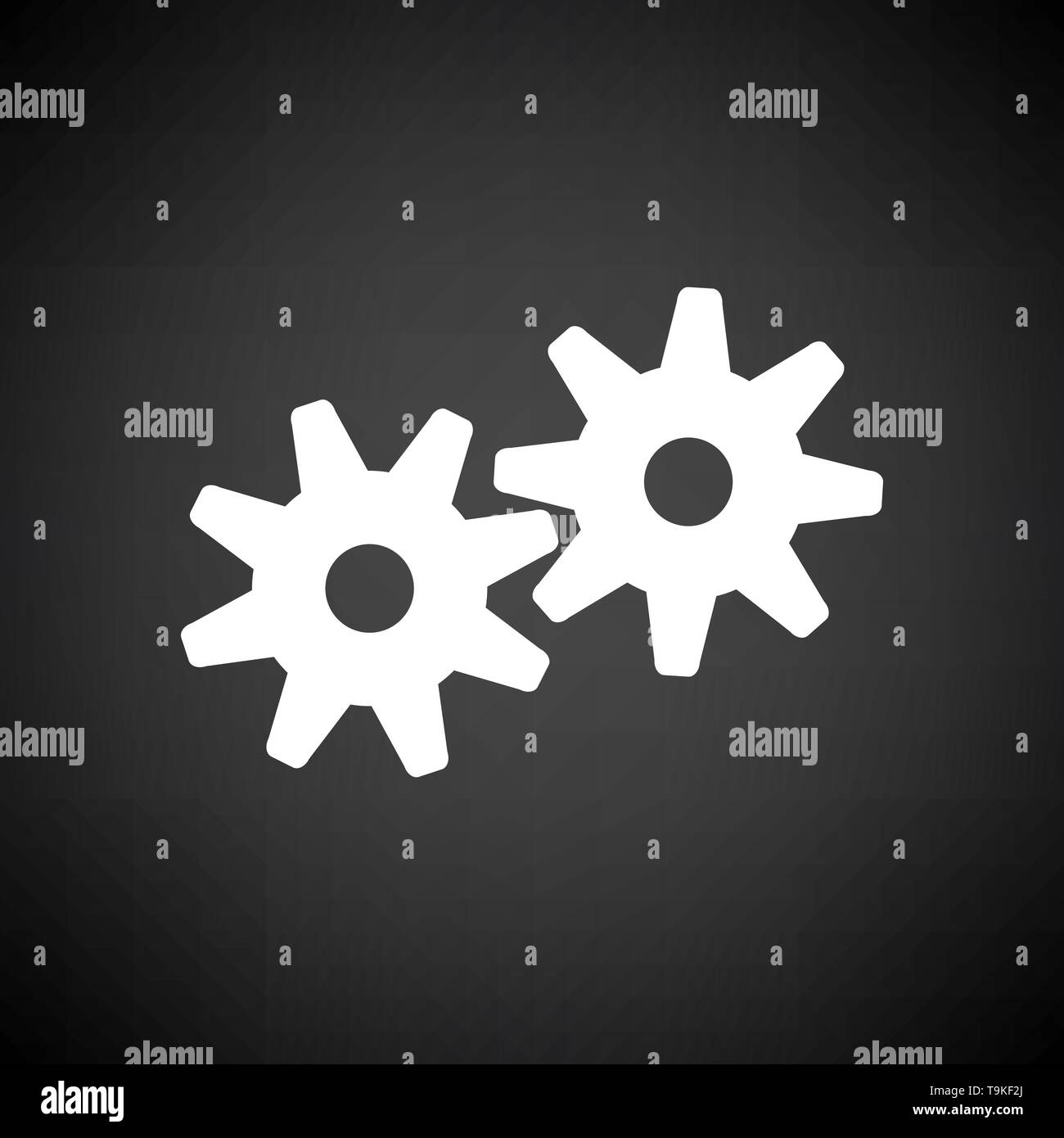 Gears Icon. White on Black Background. Vector Illustration Stock Vector ...