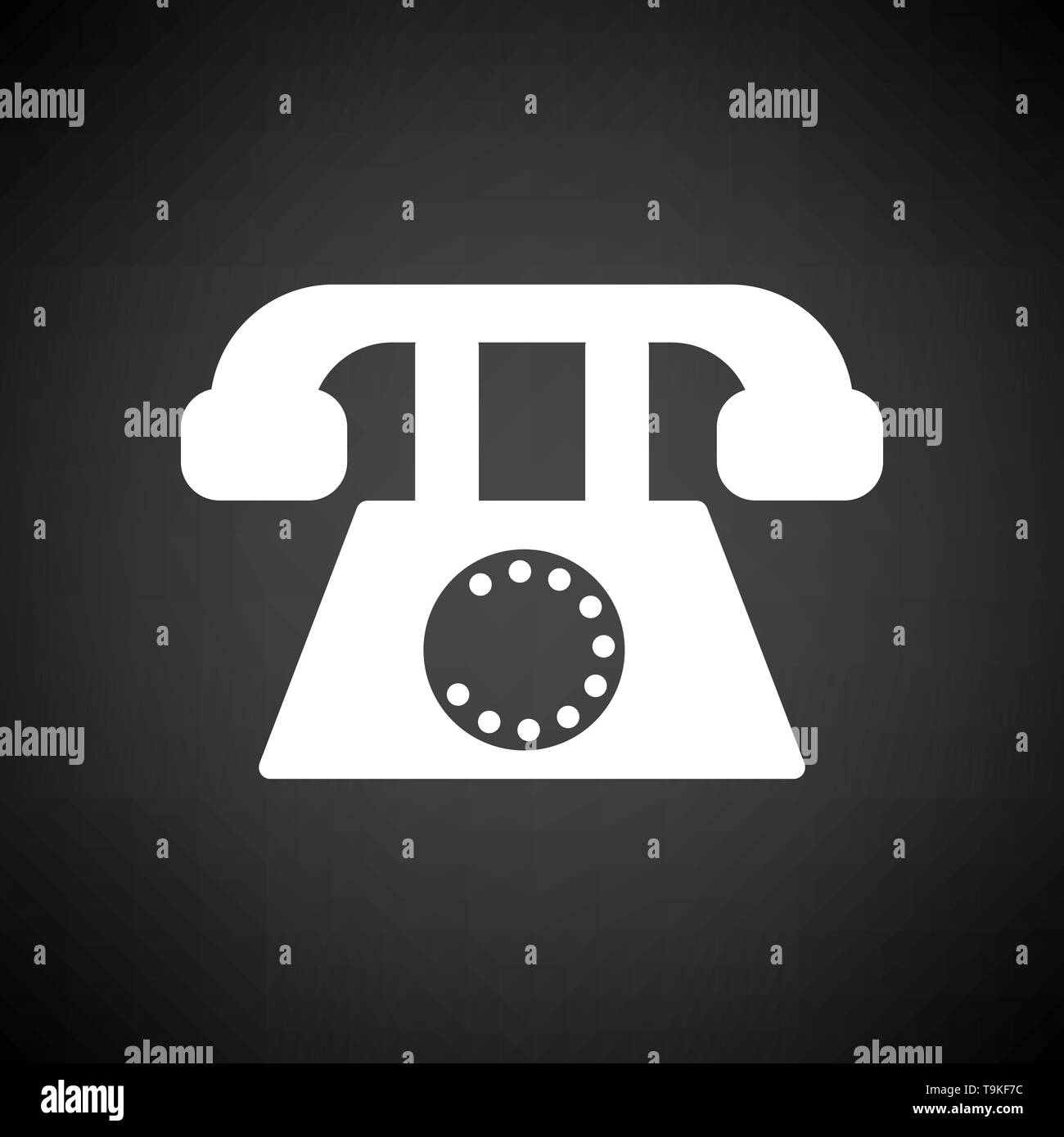 Old Phone Icon. White on Black Background. Vector Illustration Stock ...