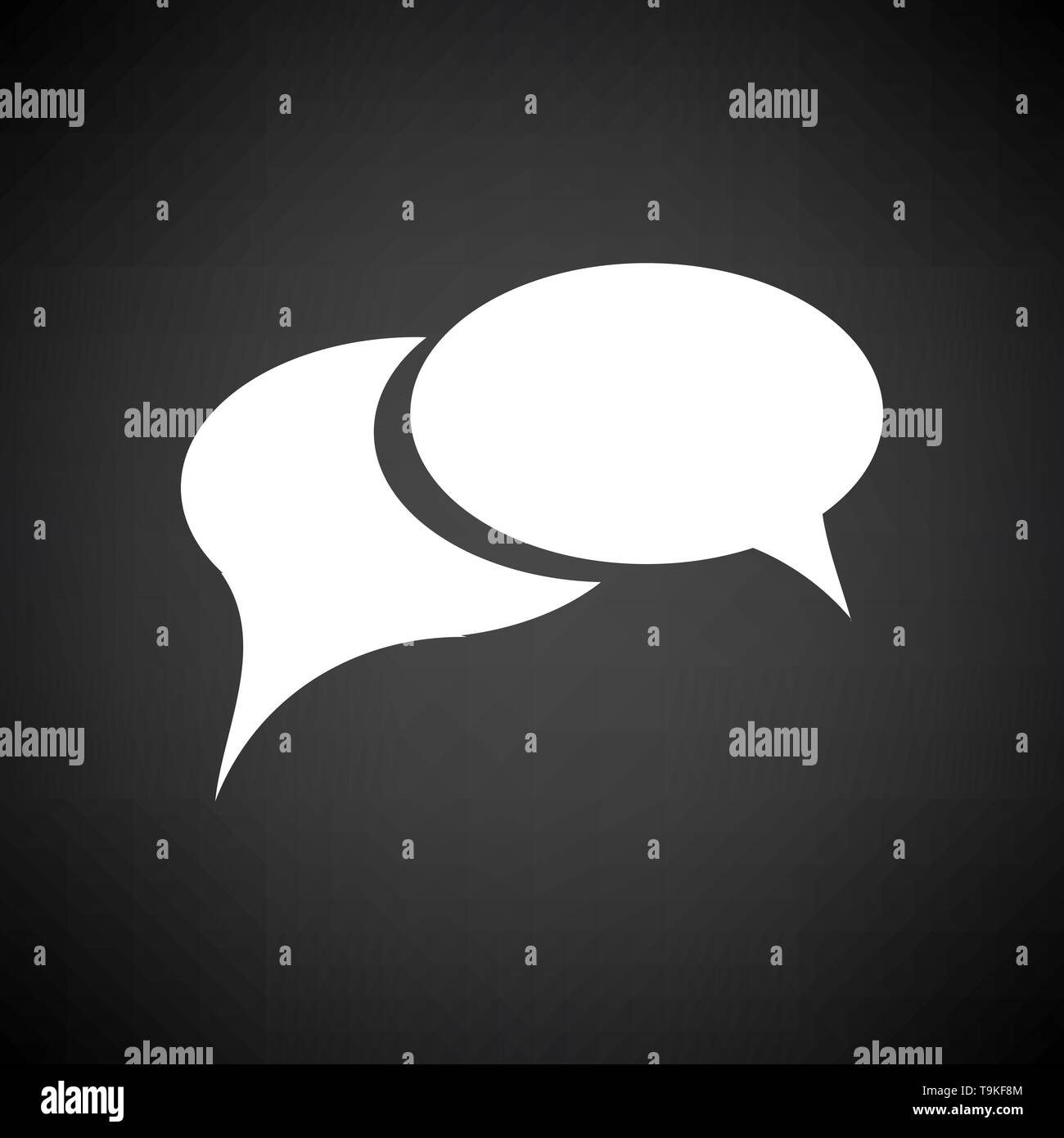 Chat Icon. White on Black Background. Vector Illustration Stock Vector ...