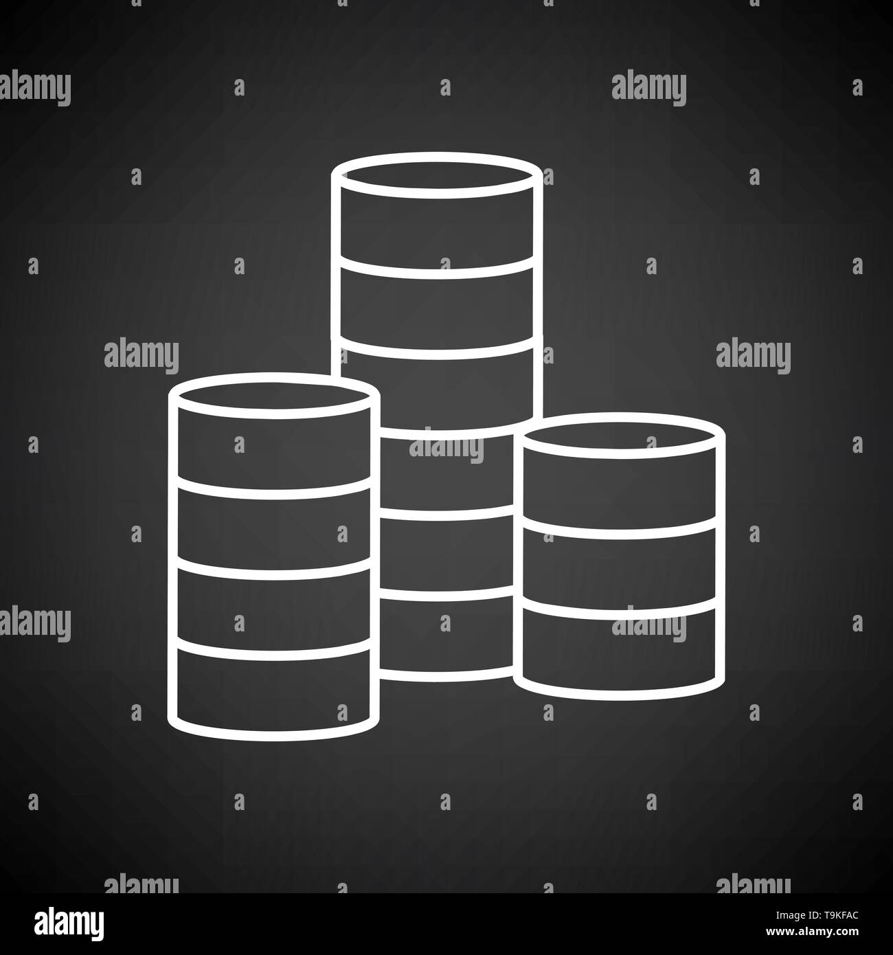 Coin Stack Icon. White on Black Background. Vector Illustration Stock ...