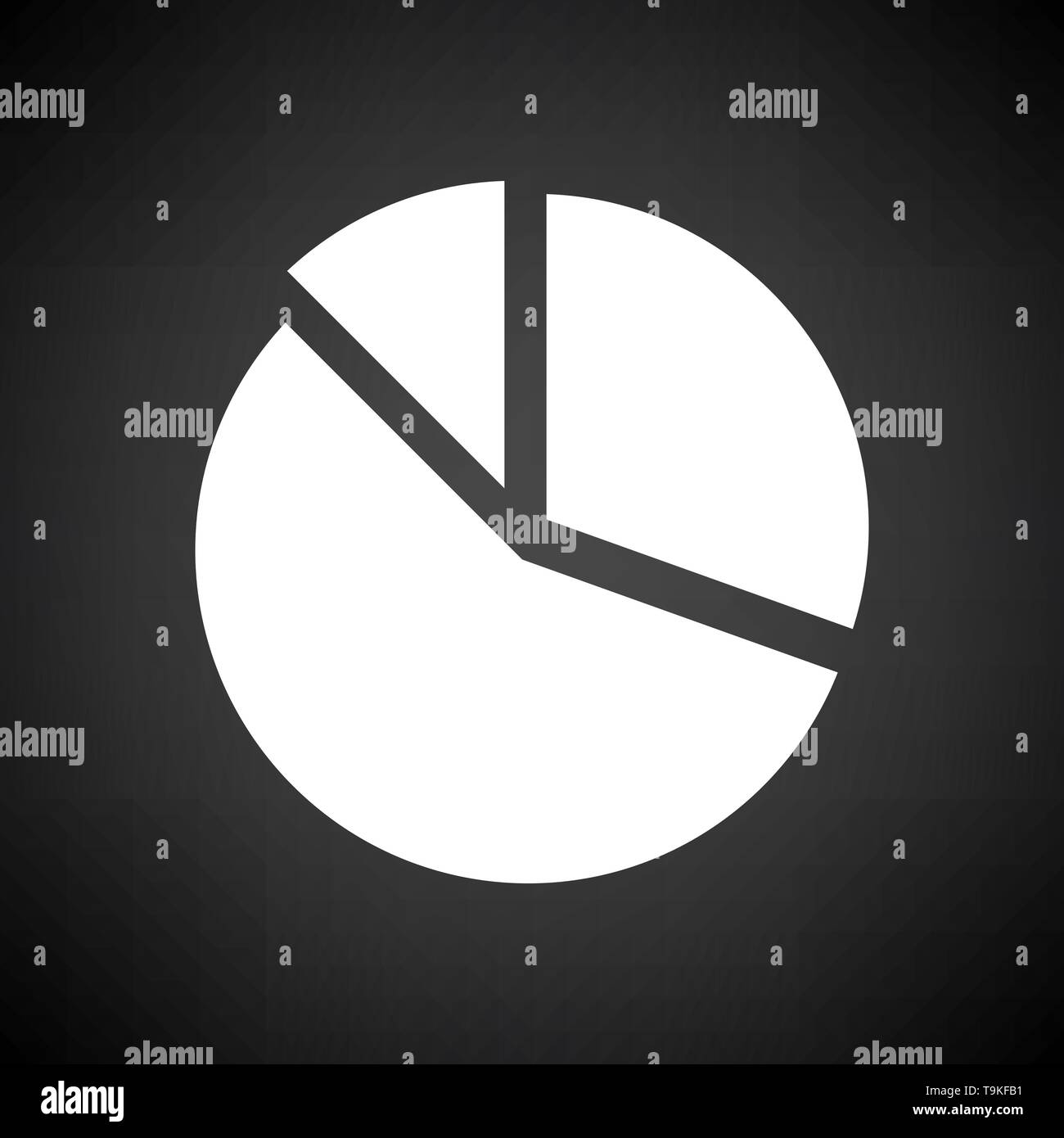 Pie Chart Icon. White on Black Background. Vector Illustration Stock ...