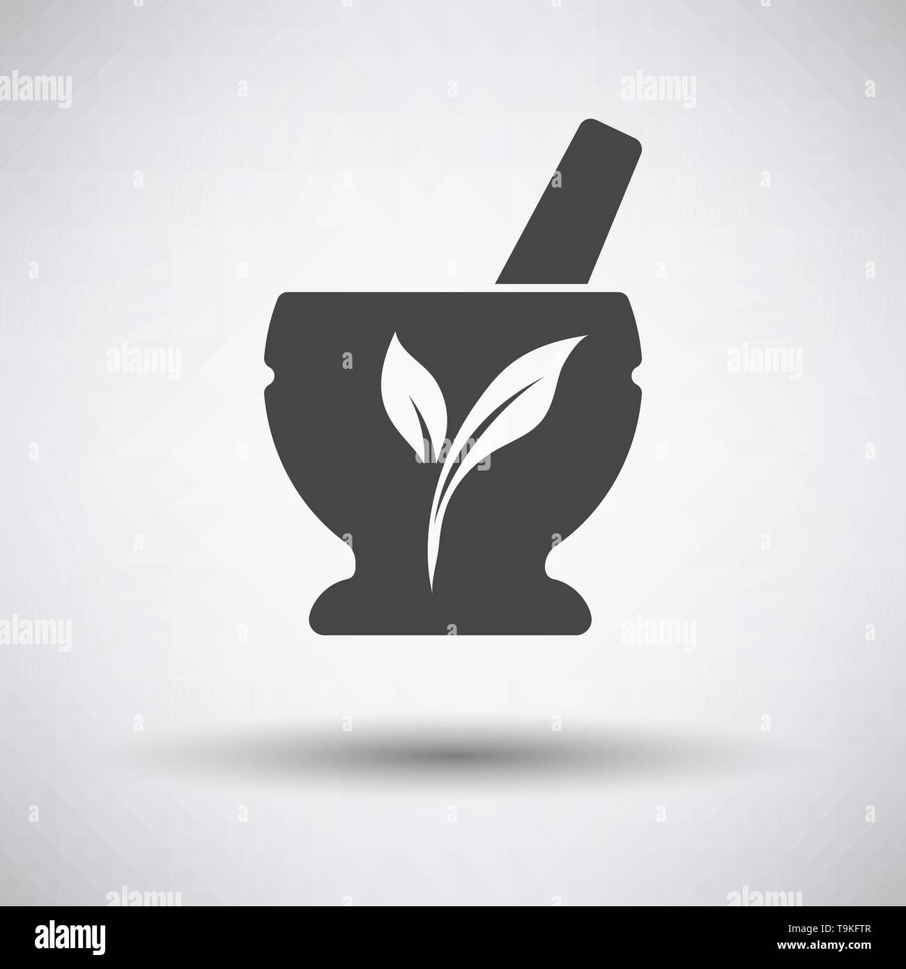 Spa mortar icon on gray background with round shadow. Vector ...