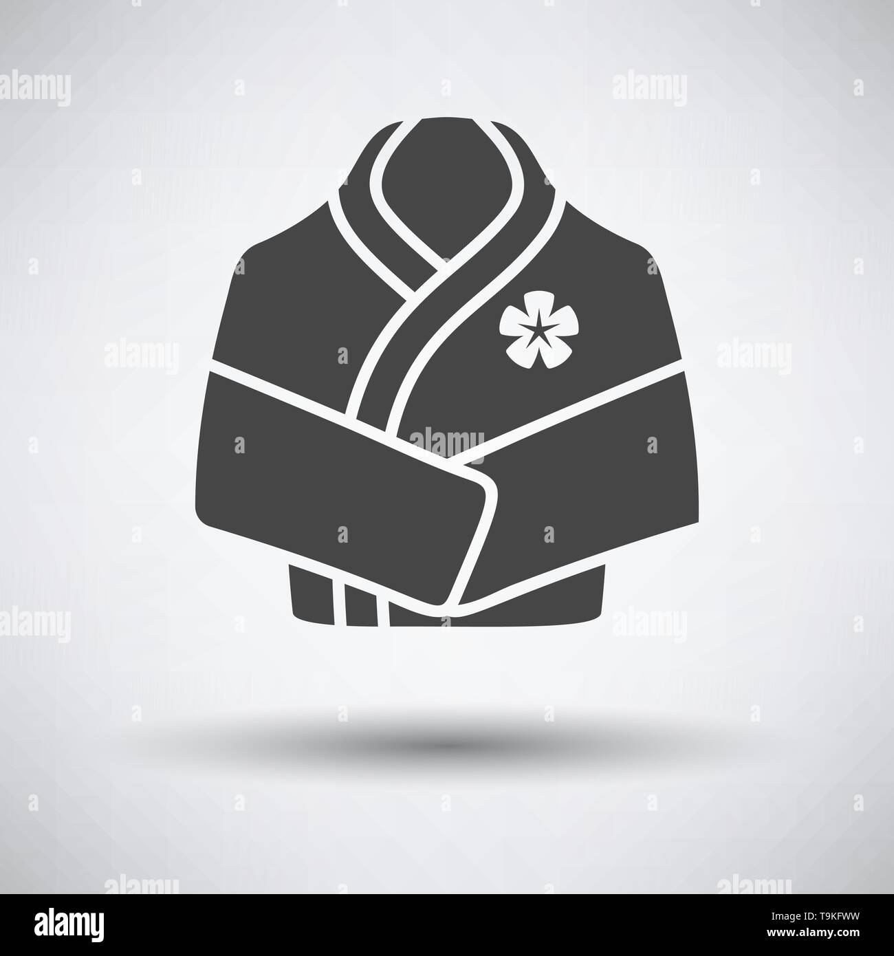 Spa bathrobe icon on gray background with round shadow. Vector ...