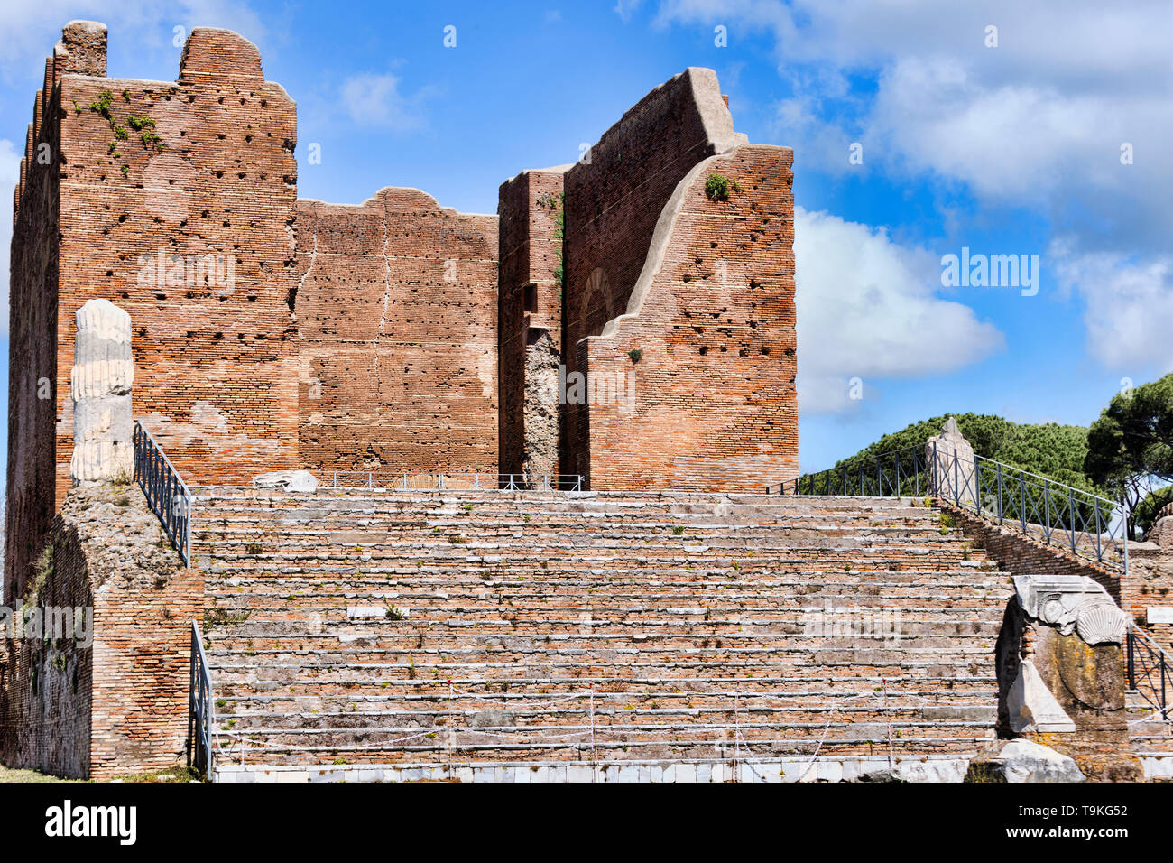 The Capitolium at archaeological excavations of Ostia Antica surrounded ...