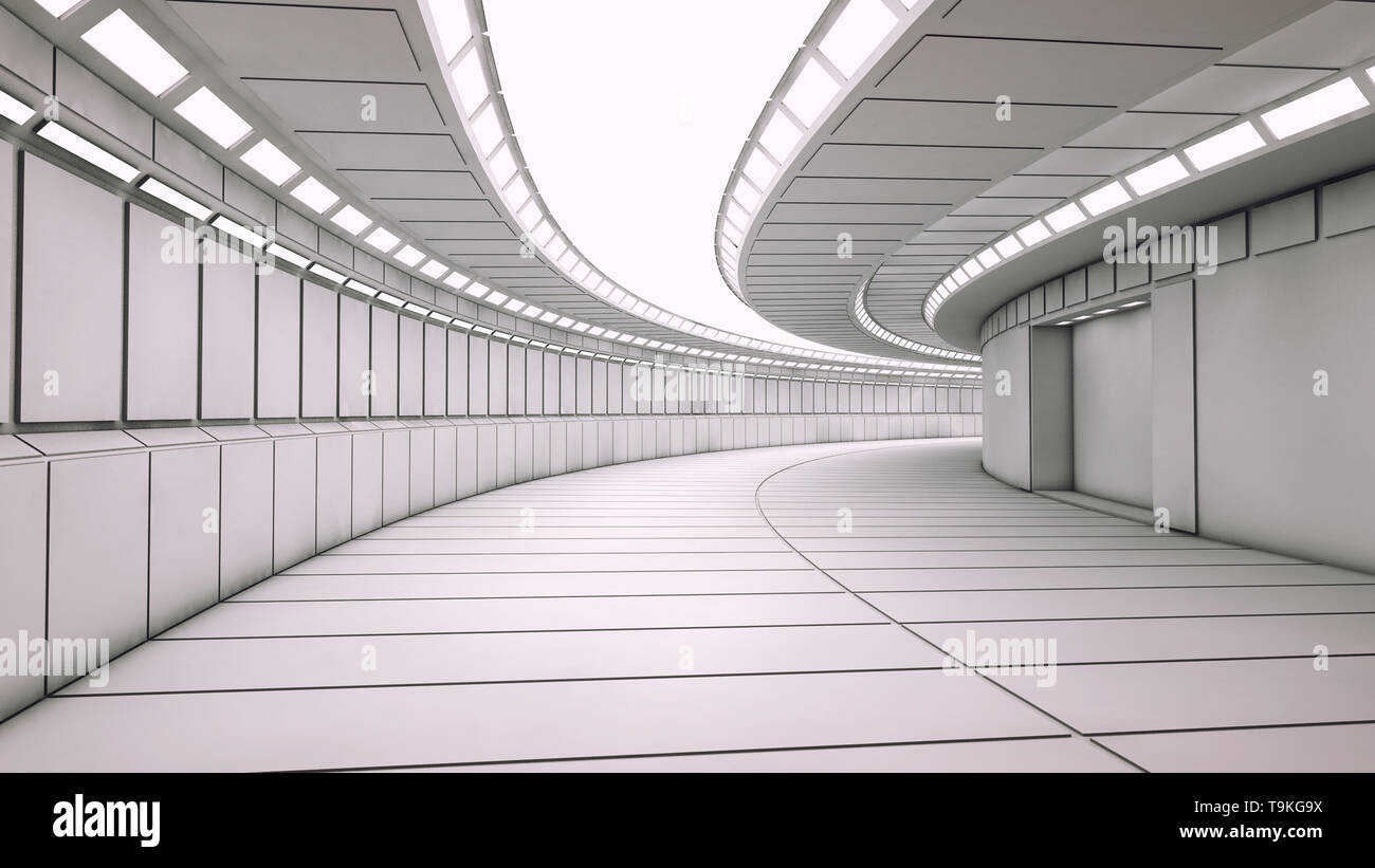 3d render interior. Futuristic hallway. Interior concept design Stock ...