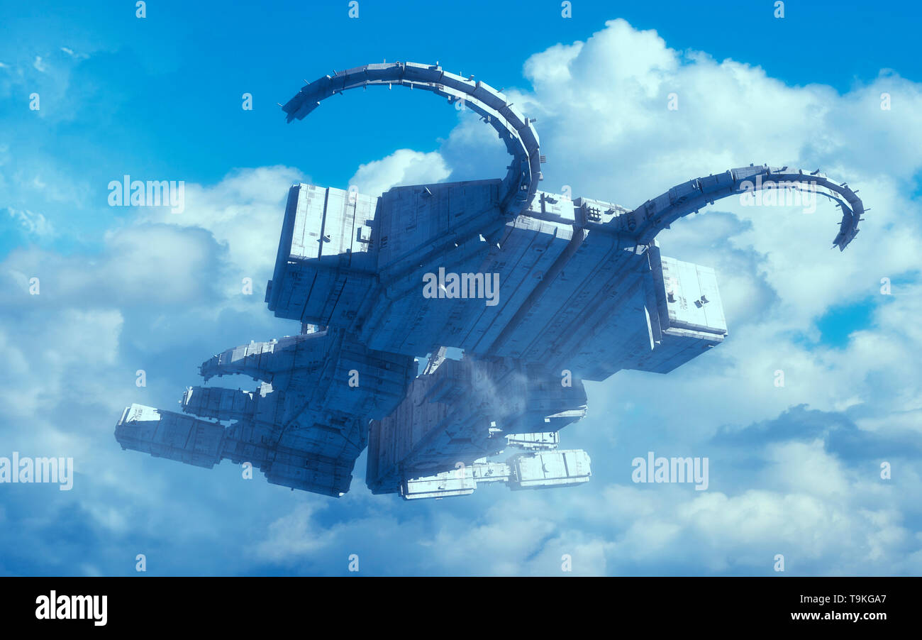 3d rendering. Futuristic unidentified flying object Stock Photo - Alamy