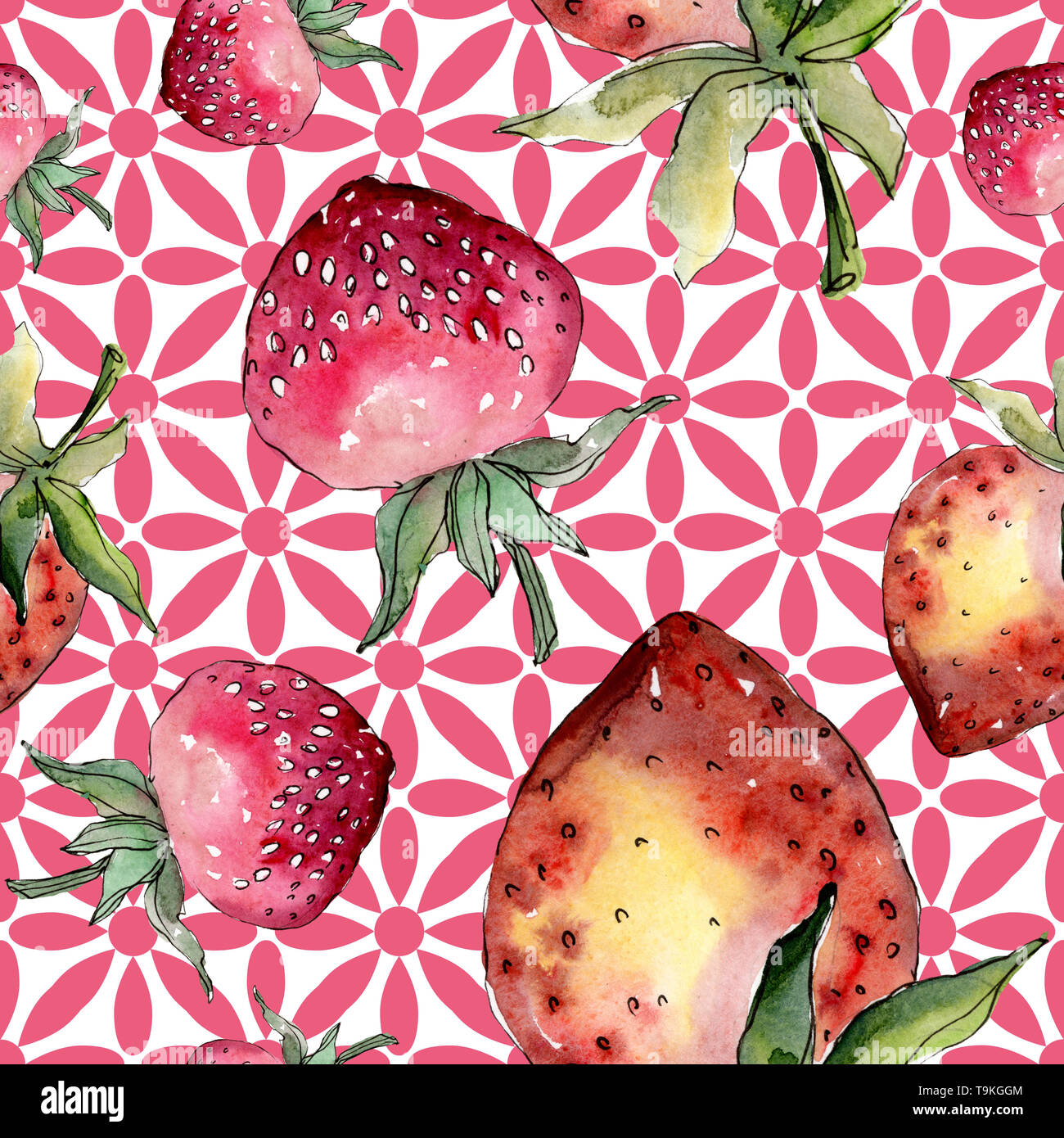 Strawberry healthy food. Watercolor background illustration set ...