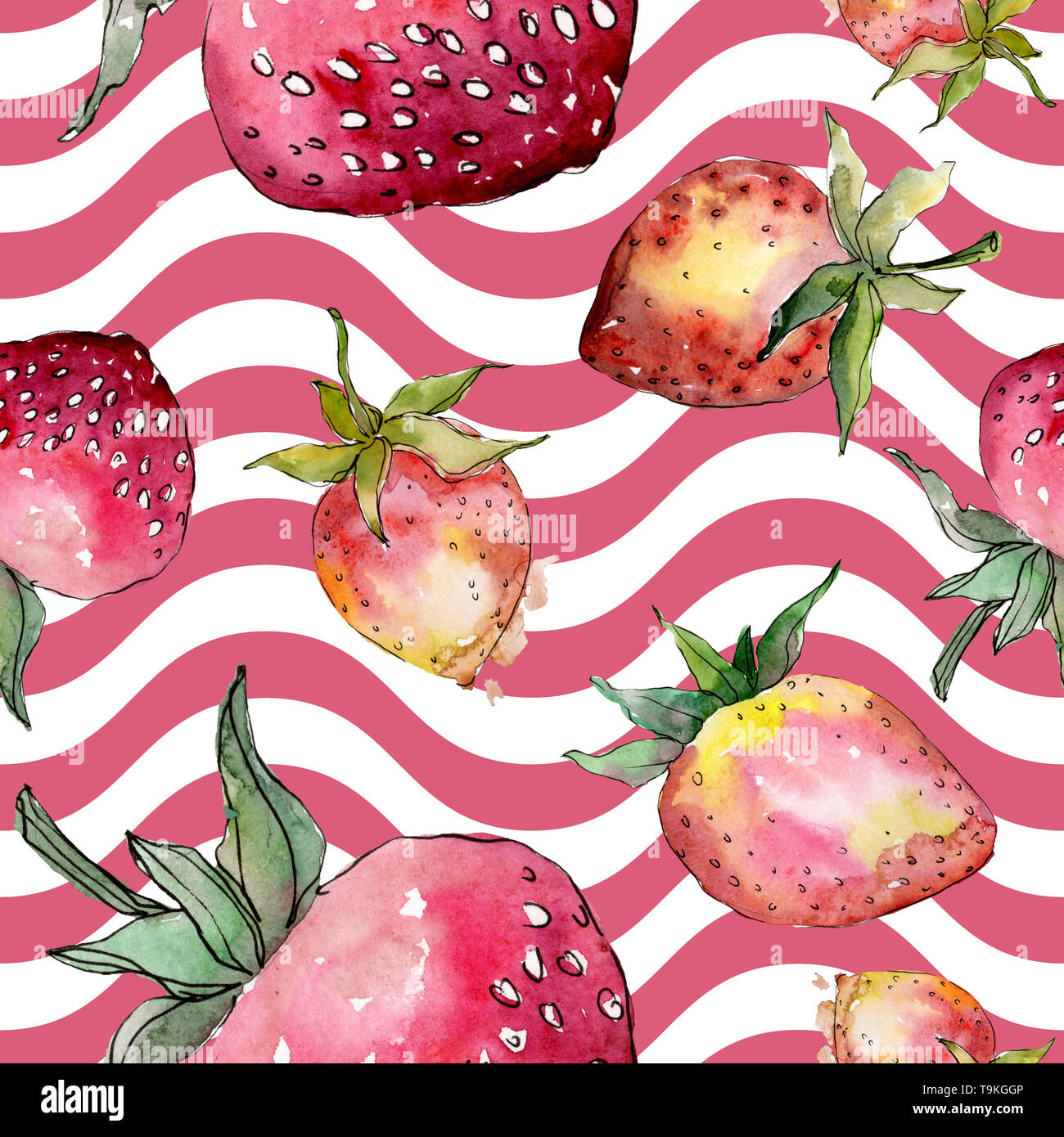 Strawberry healthy food. Watercolor background illustration set ...