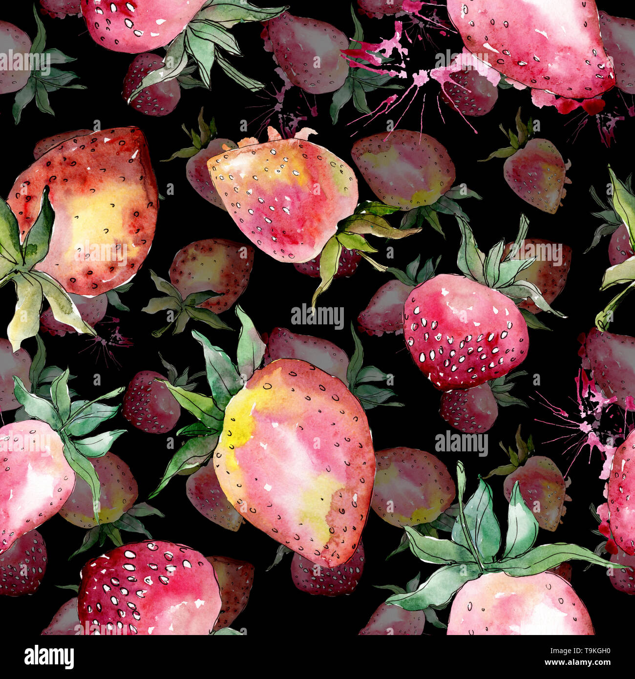 Strawberry healthy food. Watercolor background illustration set ...