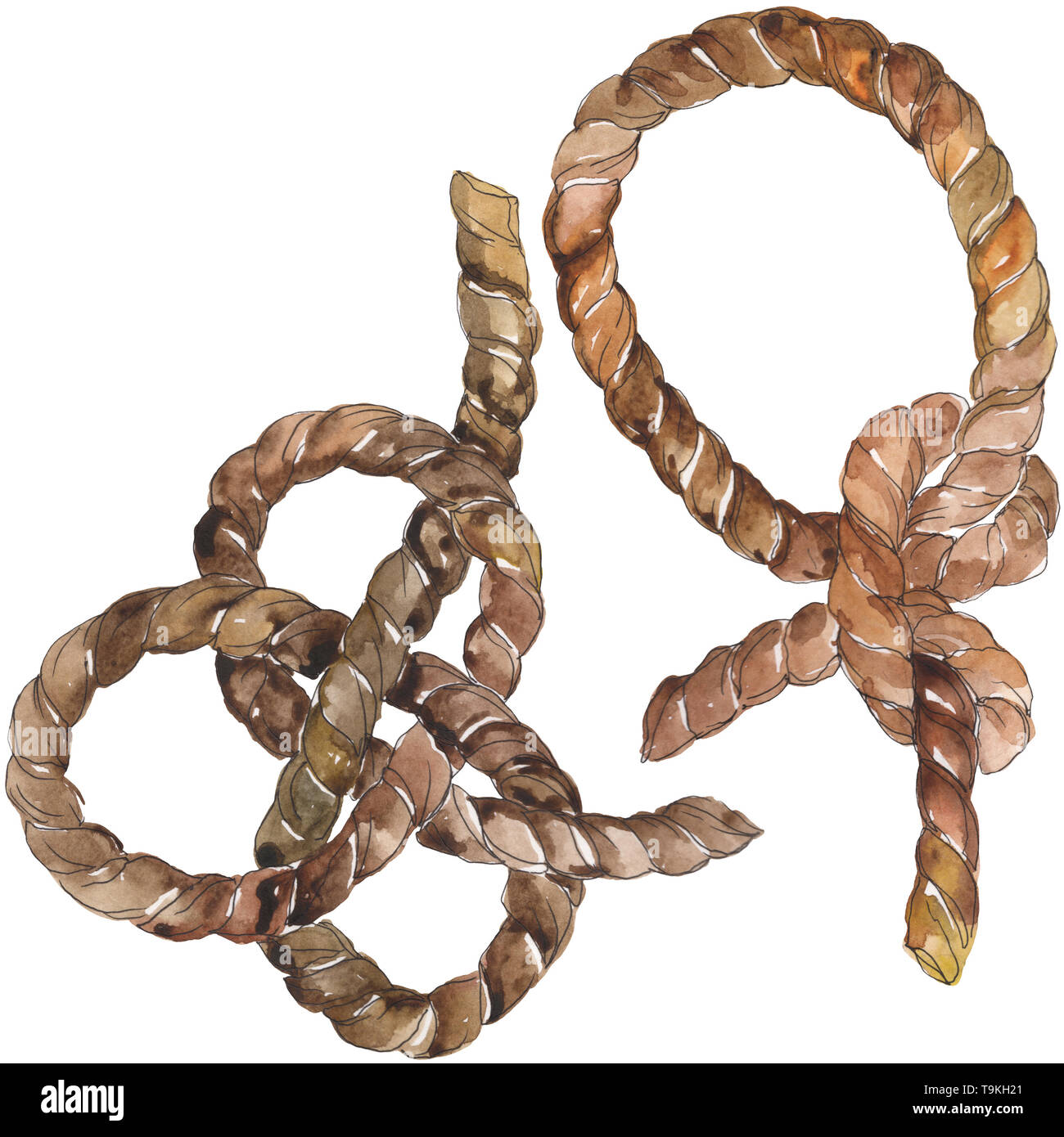 Set of sea rope nots. Watercolor background illustration set. Isolated ...