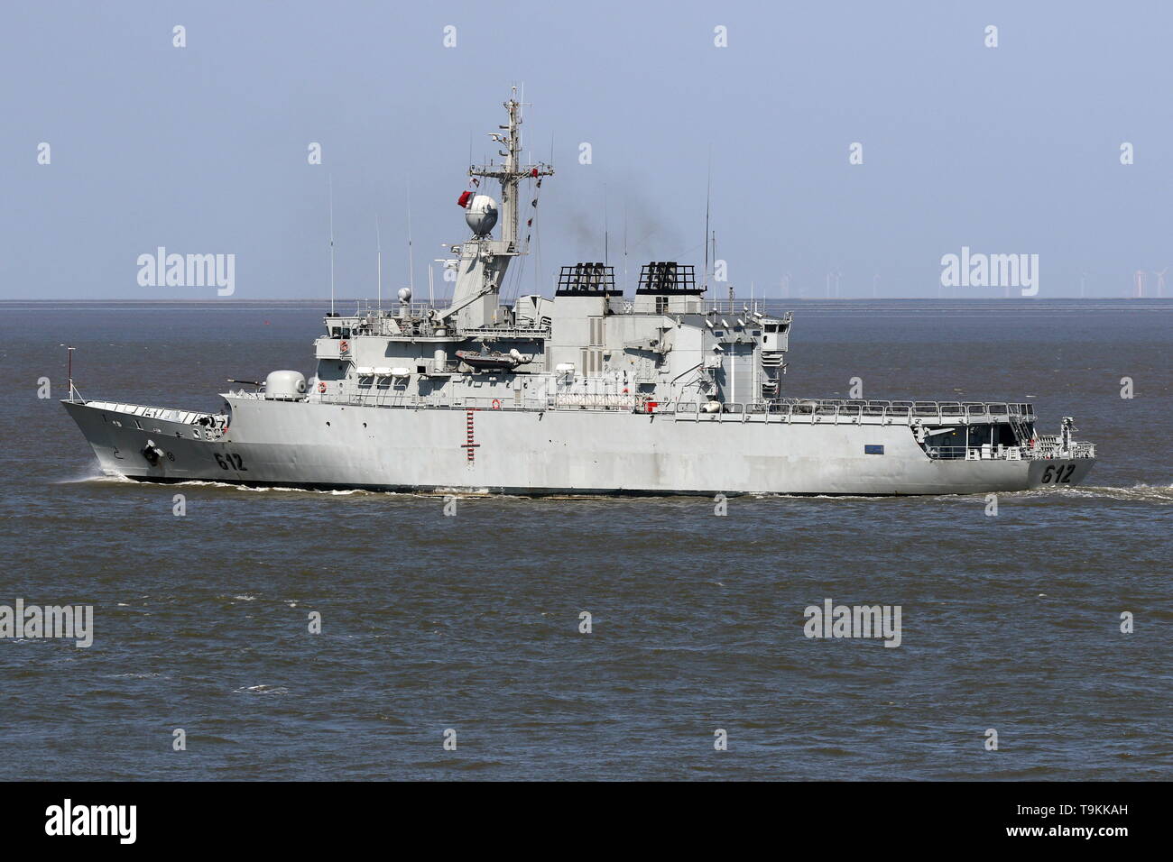 The military ship Hassan II passes on 15 April 2019 Cuxhaven and ...