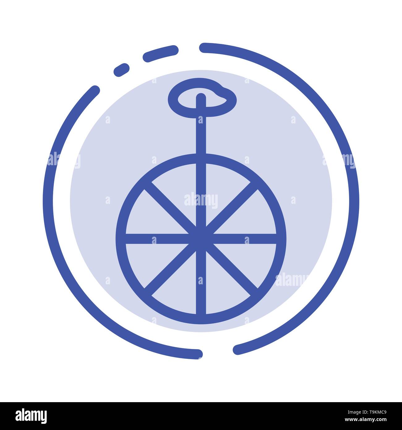 Wheel, Cycle, Circus Blue Dotted Line Line Icon Stock Vector Image ...