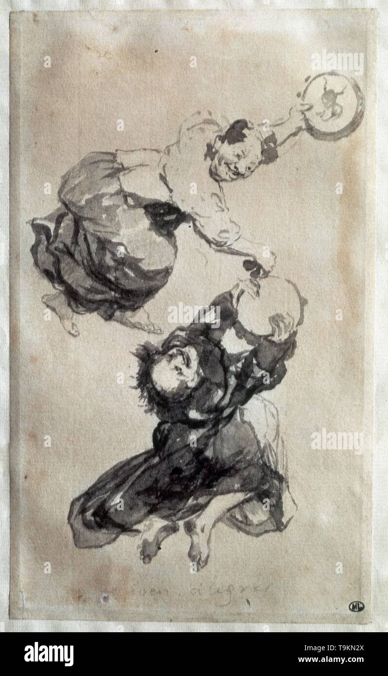 SUBEN ALEGRES - ALBUM D, 2 - HACIA 1816-18 - PINCEL CON AGUADA GRIS Y ...