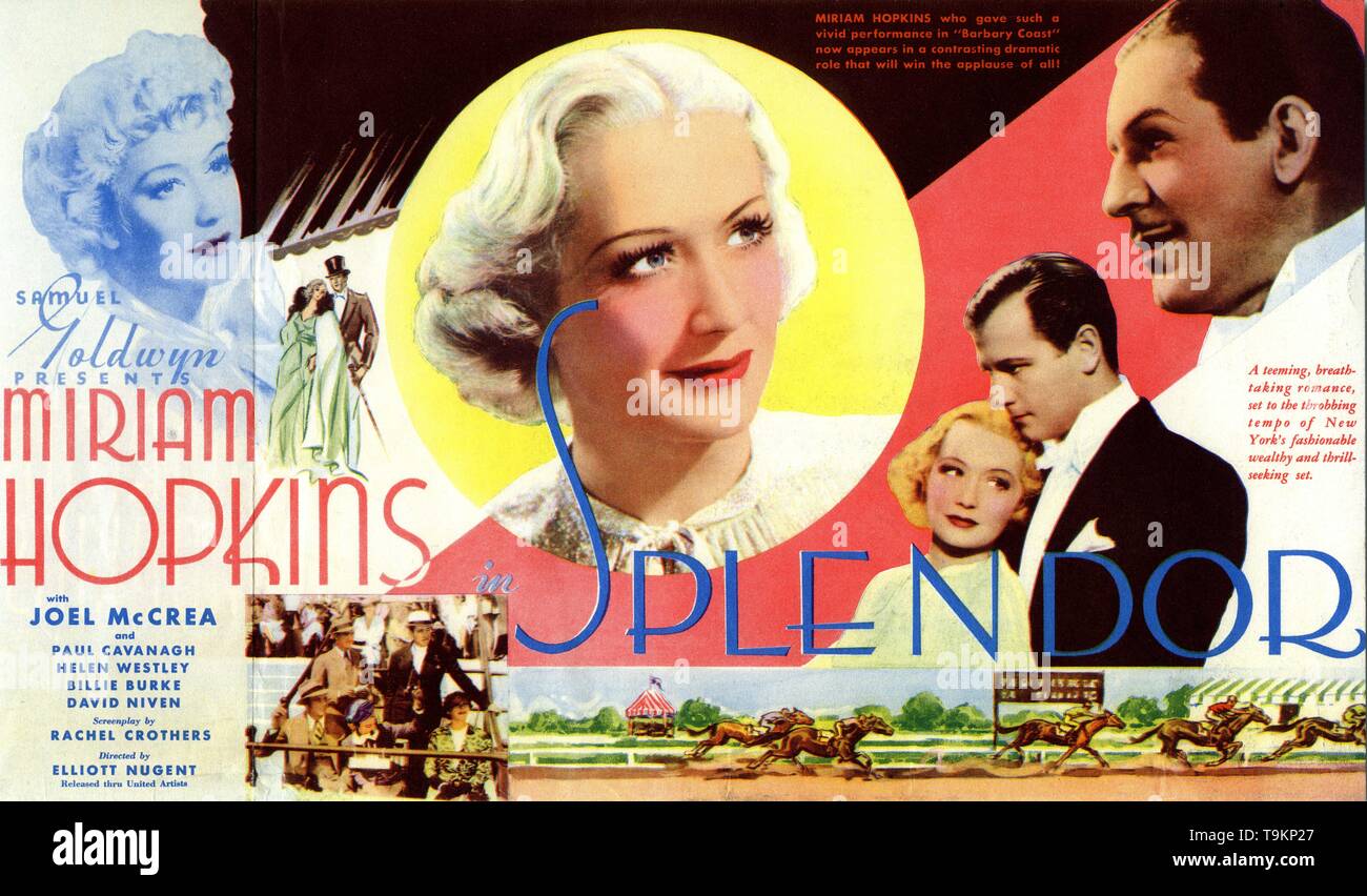 Miriam Hopkins Joel McCrea Paul Cavanagh early David Niven SPLENDOR 1935 director Elliot Nugent ...