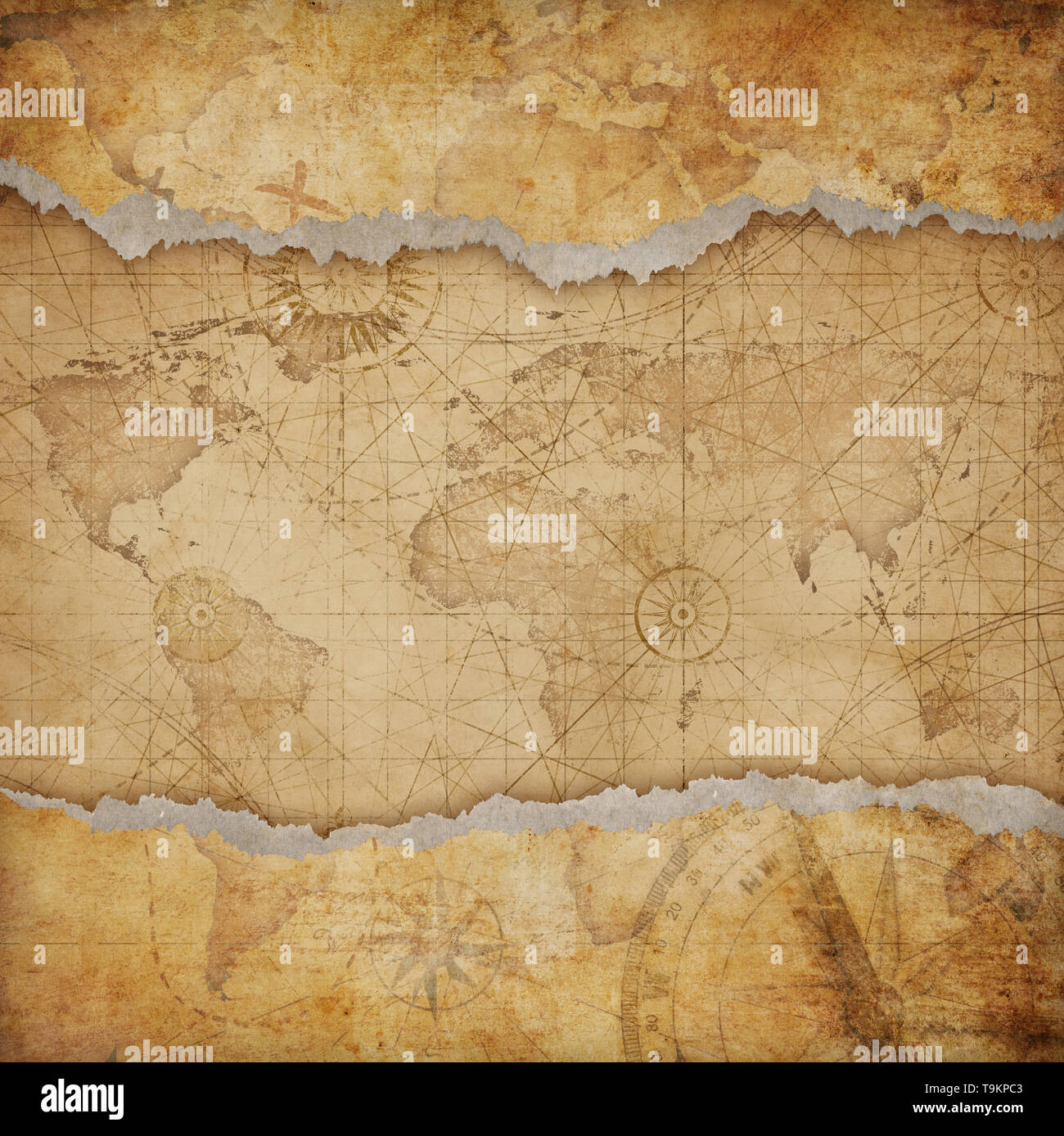 Torn ripped old map background hi-res stock photography and images - Alamy