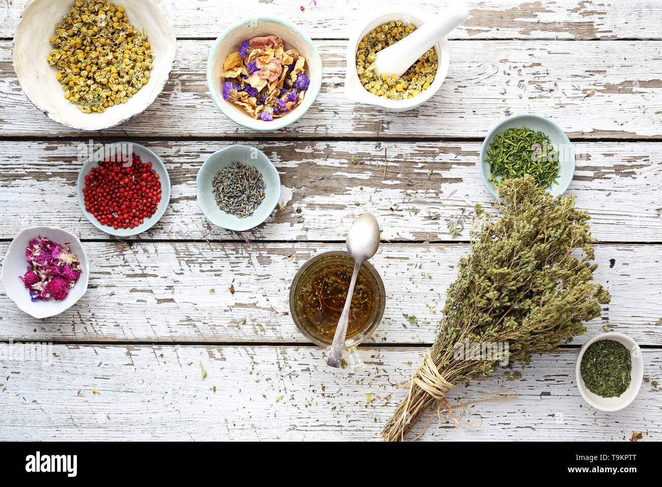 Herbal tea. Traditional, natural health infusions. Herbal first aid kit ...