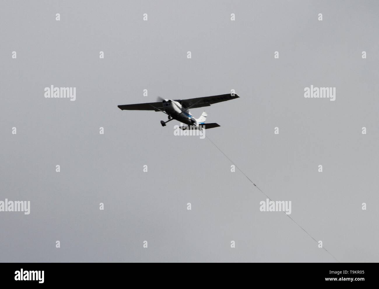 Liverpool,Uk 18th May 2019, A PLane flew over the city of Liverpool ...