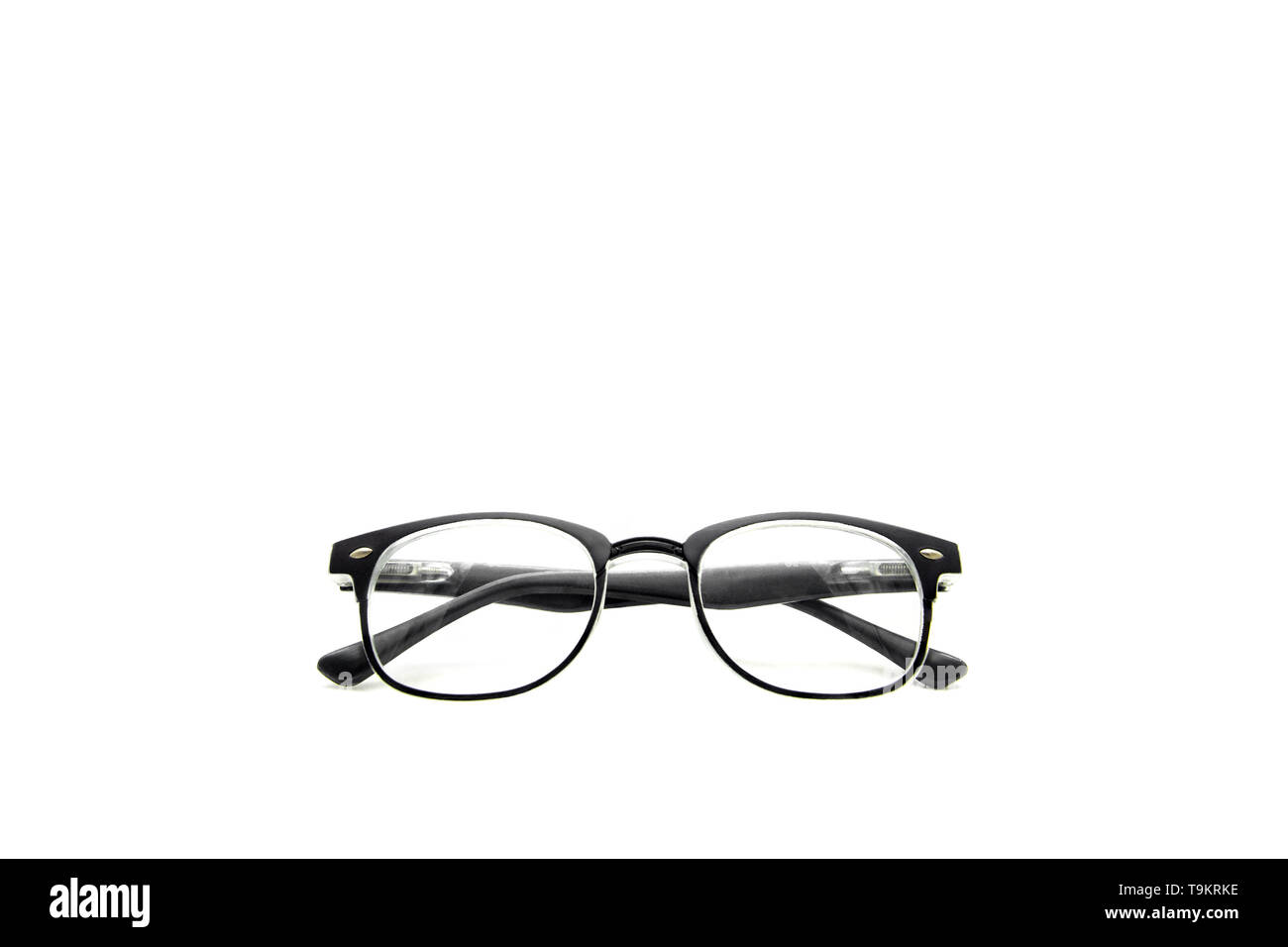 Black frame eye glasses isolated in white background Stock Photo - Alamy