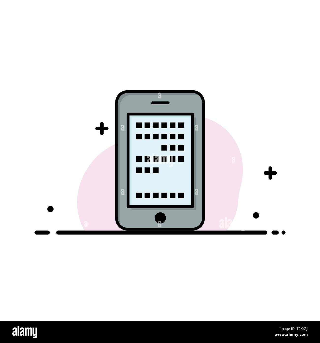 Mobile, Education, Cell, Coding Business Flat Line Filled Icon Vector ...