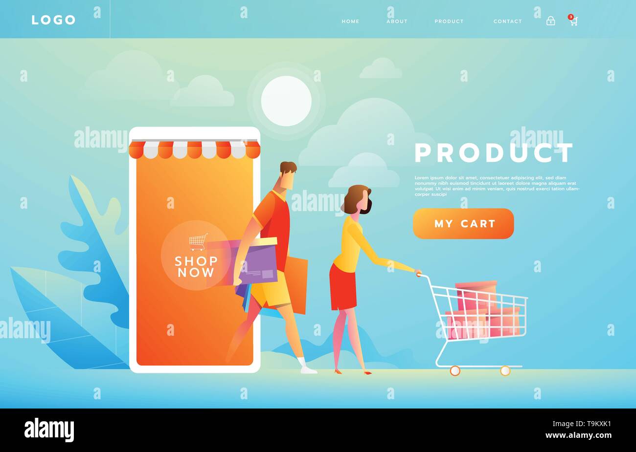 Online payment using application concept with couple shopping on ...