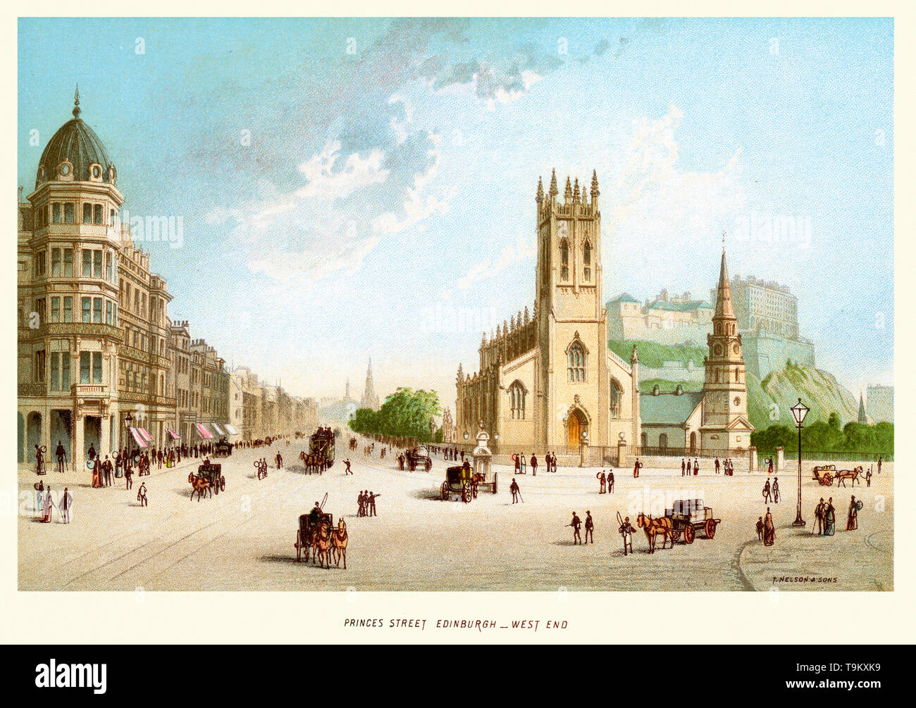 Vintage print of Princes Street, Edinburgh West End Scotland circa 1880 ...
