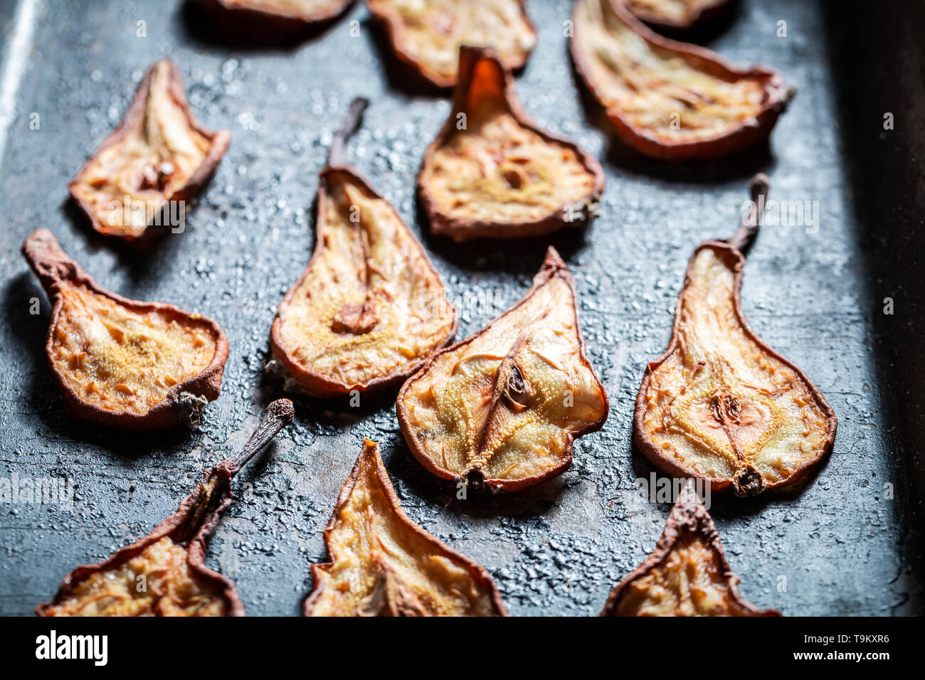 Closeup of sweet sun dried pears as a snack Stock Photo - Alamy