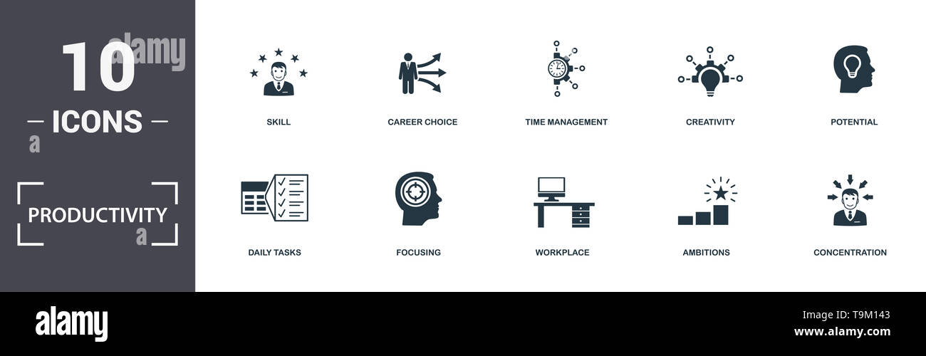 Productivity icons set collection. Includes simple elements such as ...