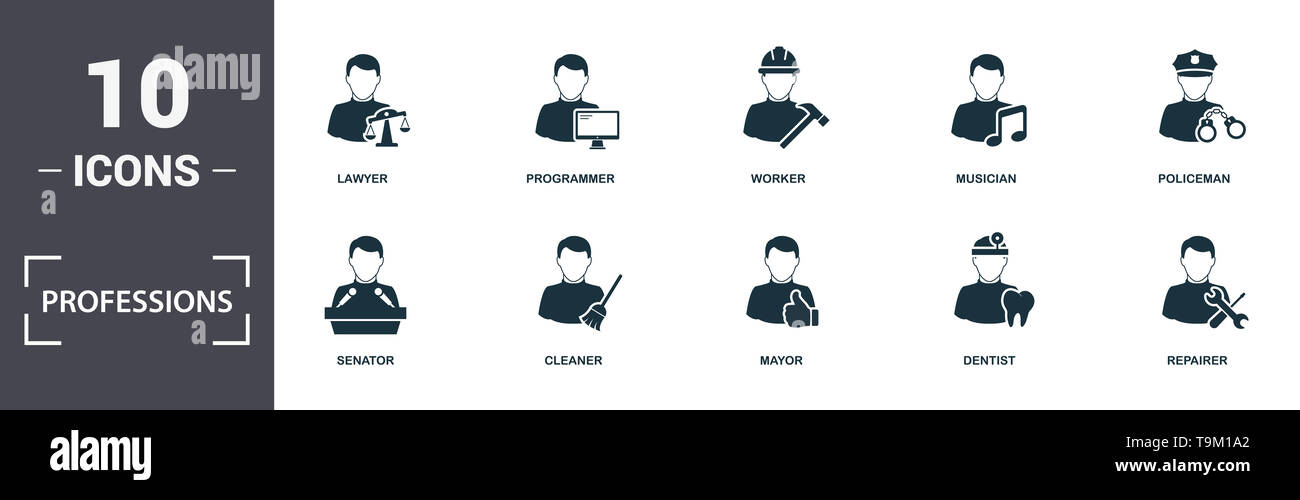 Professions icons set collection. Includes simple elements such as ...