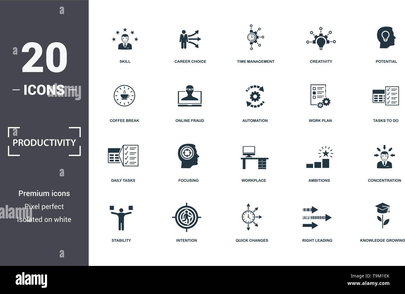 Productivity icons set collection. Includes simple elements such as ...