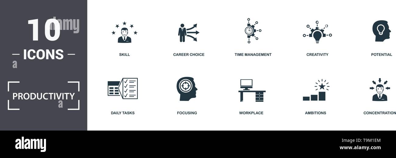 Productivity icons set collection. Includes simple elements such as ...