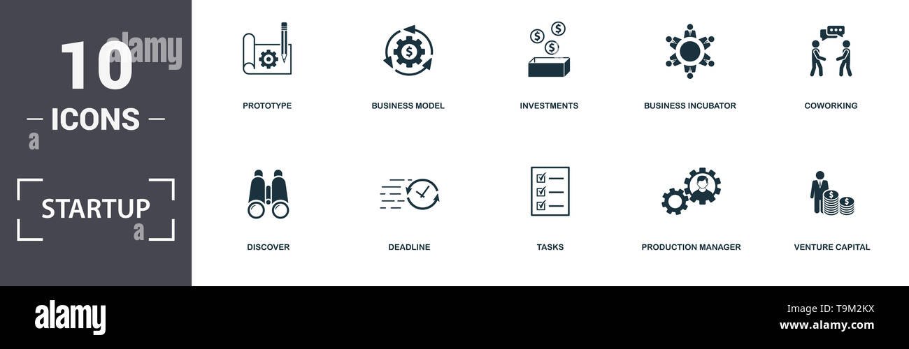 Startup icons set collection. Includes simple elements such as ...