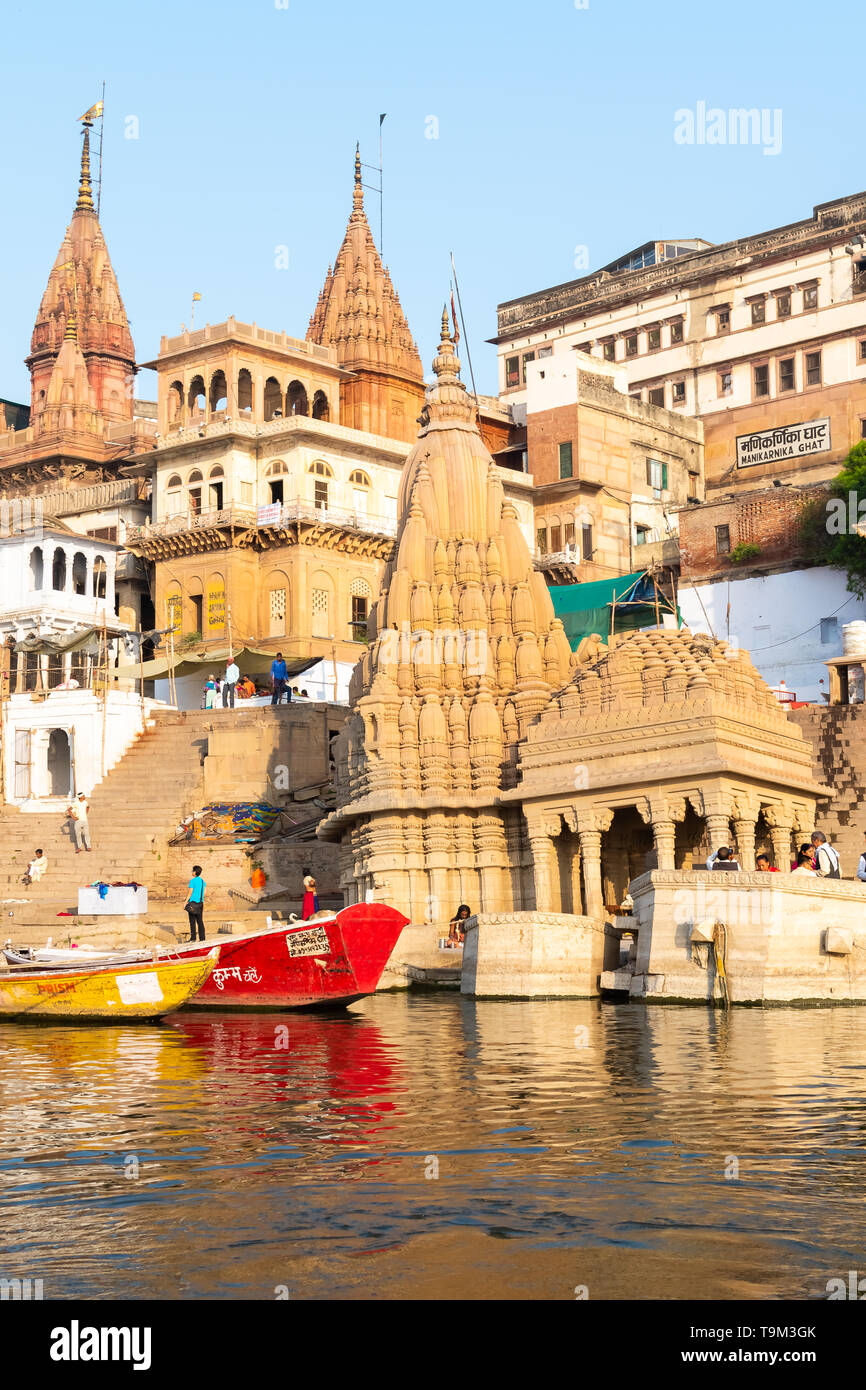 India, Varanasi, 27 Mar 2019 - A view of the ghats Ratneshwar Mahadev ...