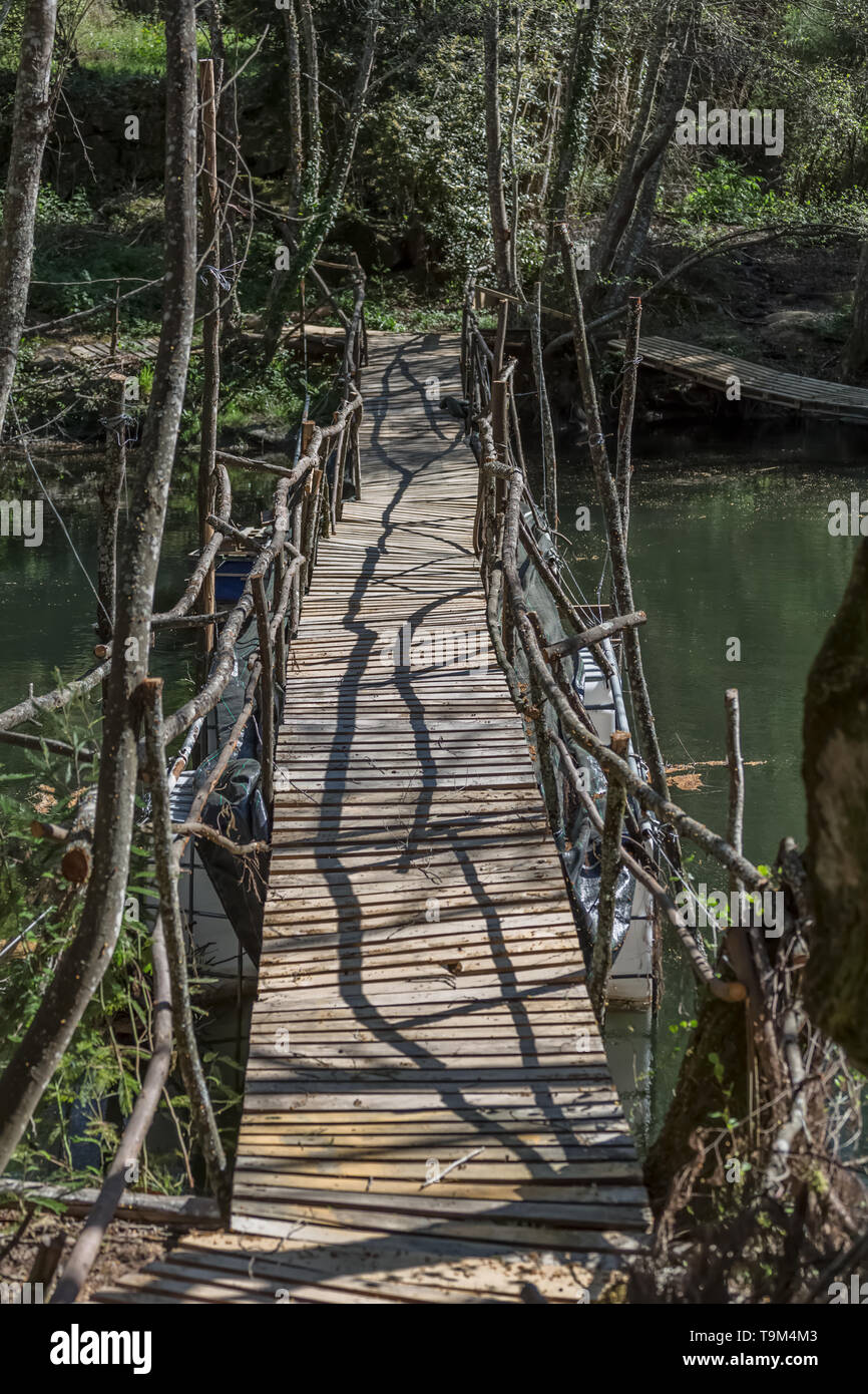 View of ecological bridge, made with recycled materials, in pedestrian ...