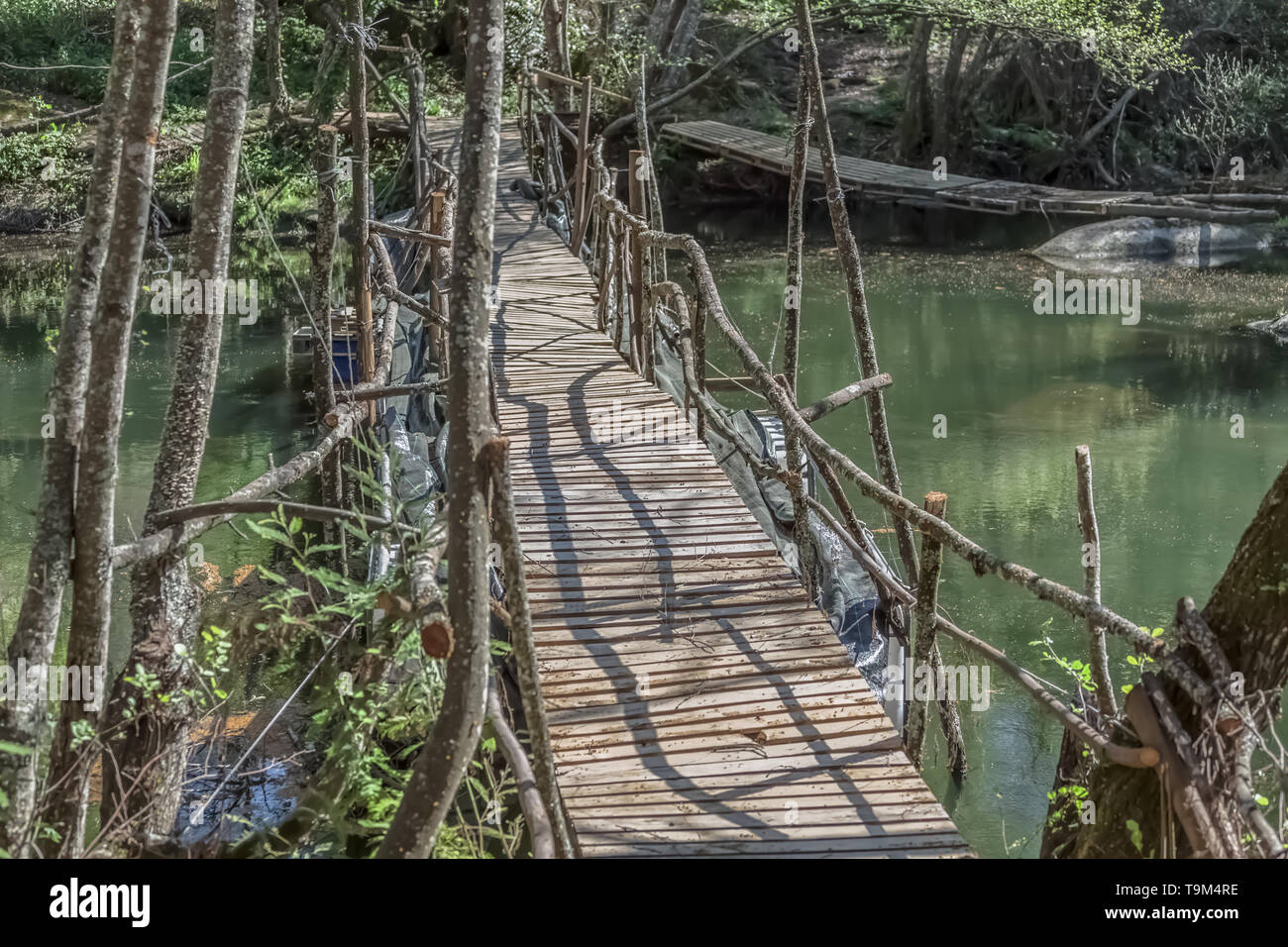 View of ecological bridge, made with recycled materials, in pedestrian ...