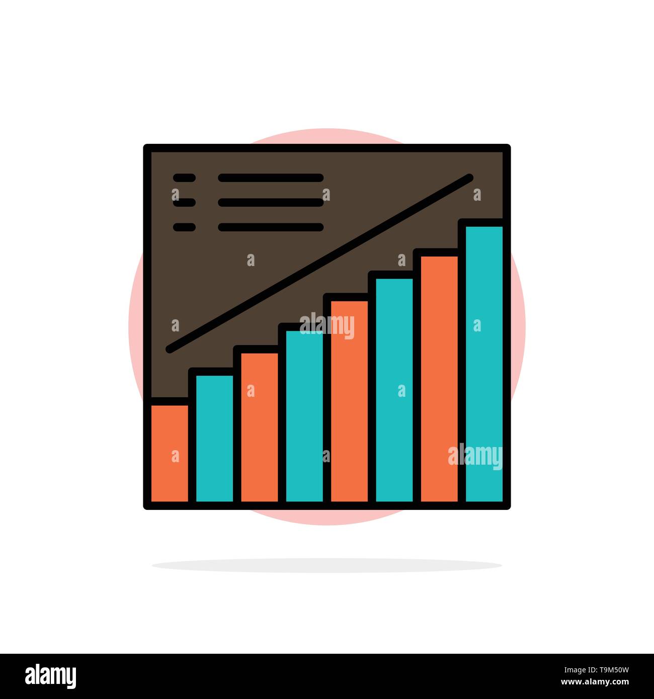 Chart Graph Analytics Presentation Sales Abstract Circle Background Flat Color Icon Stock