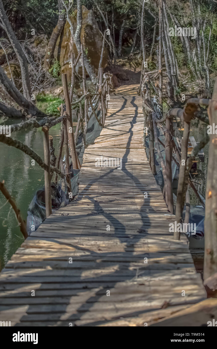 View of ecological bridge, made with recycled materials, in pedestrian ...