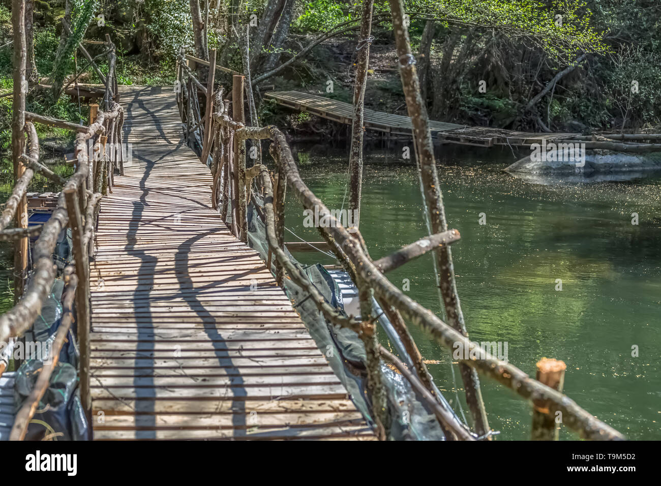 View of ecological bridge, made with recycled materials, in pedestrian ...