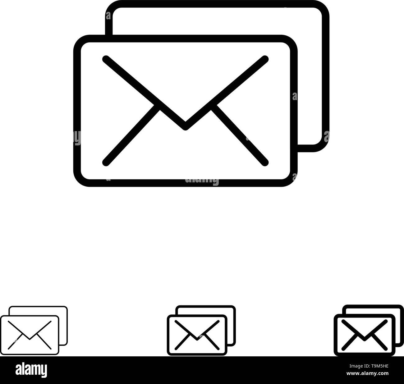 Business, Mail, Message Bold and thin black line icon set Stock Vector ...