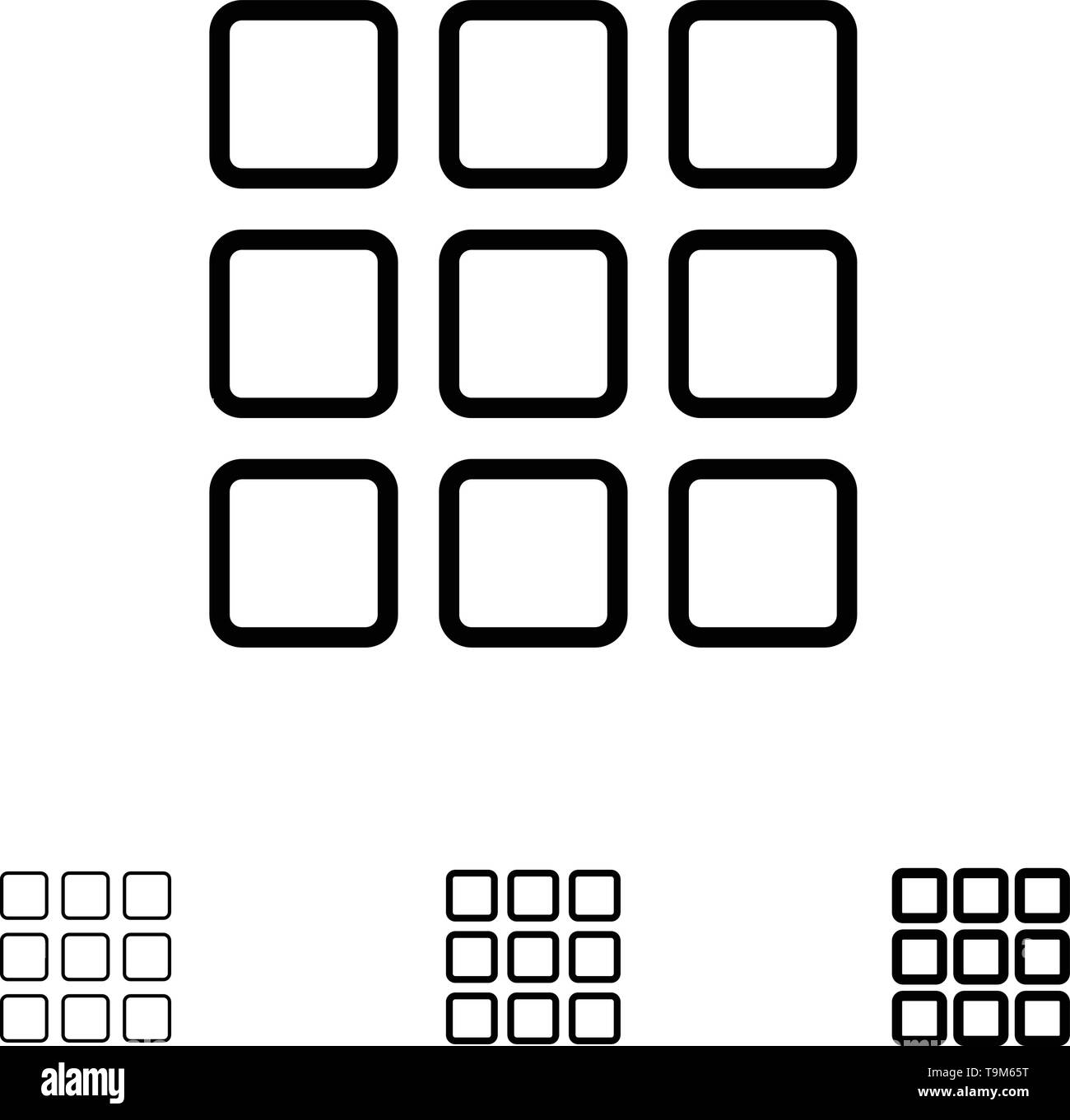 Web, Grid, Shape, Squares Bold and thin black line icon set Stock ...