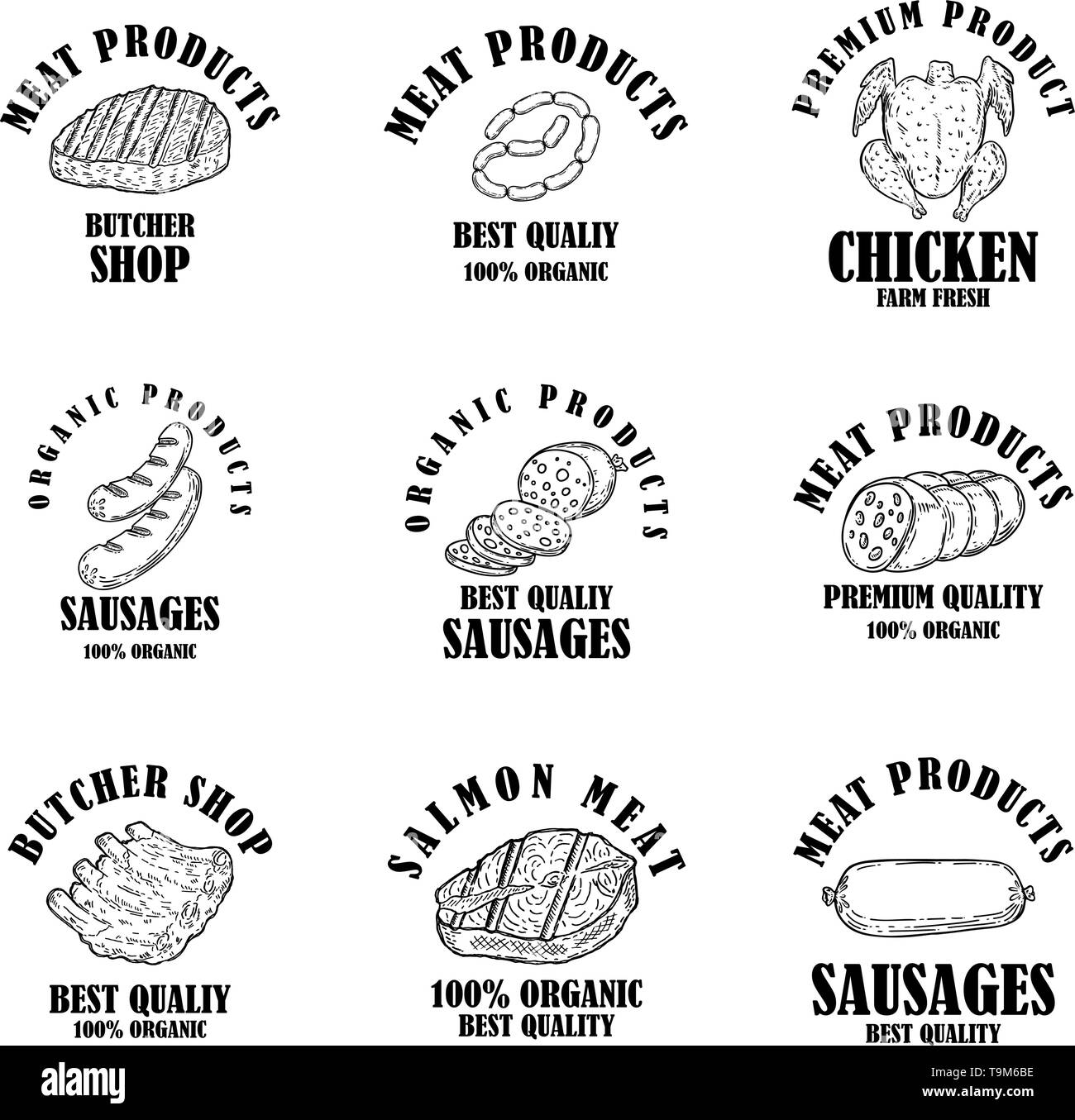 Set Of Meat Products Labels Design Element For Poster Logo Emblems set-of-meat-products-labels-design-element-for-poster-logo-emblems