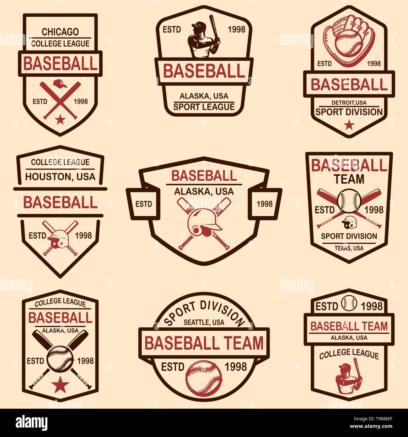 Vintage baseball logo hi-res stock photography and images - Alamy