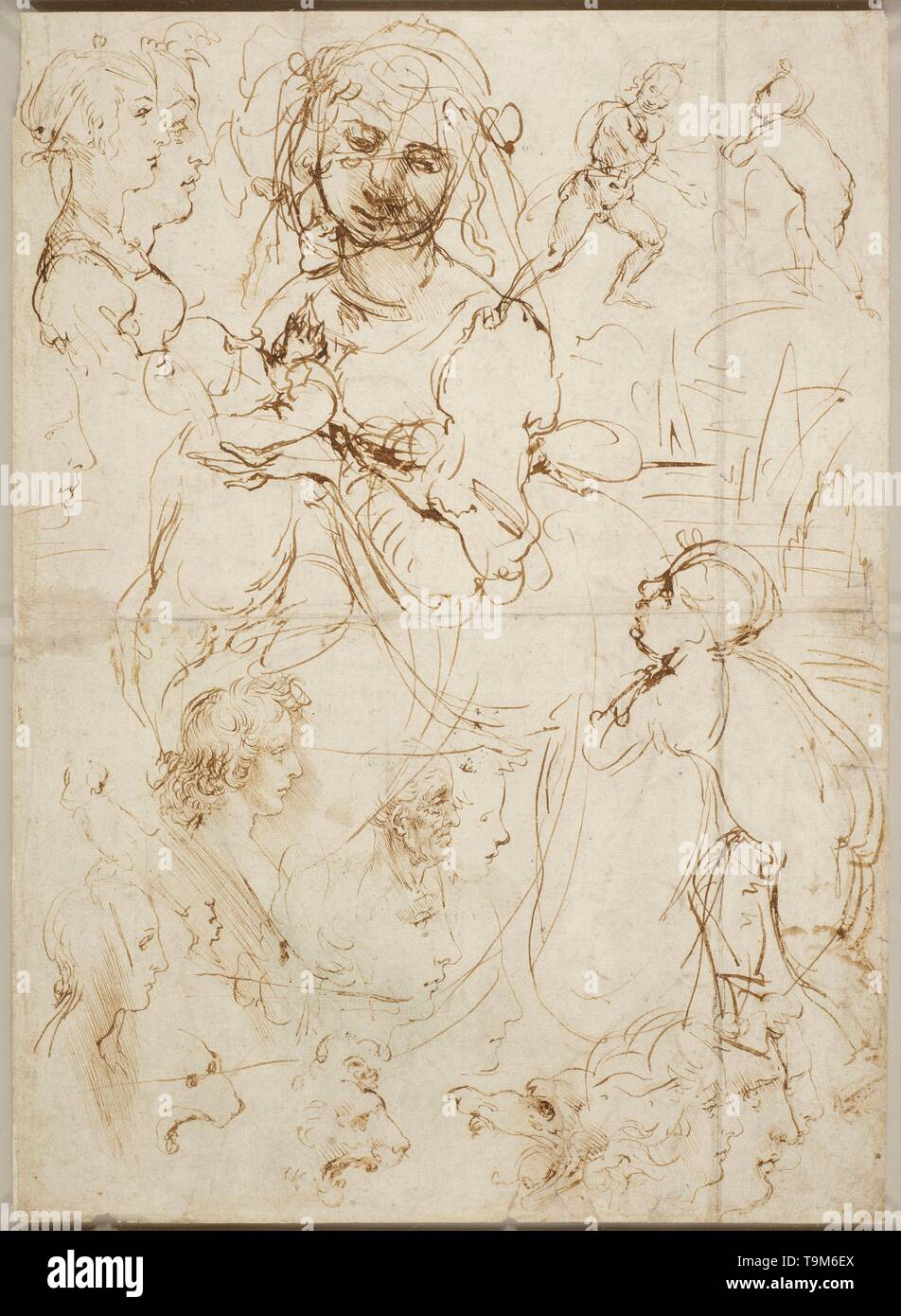Heads and figures. Museum: Royal Collection, London. Author: LEONARDO ...