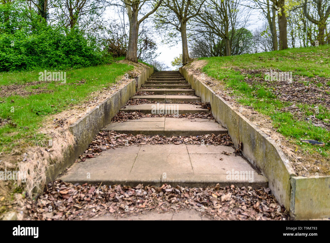 concrete step park entrance and footpath in northampton england uk ...
