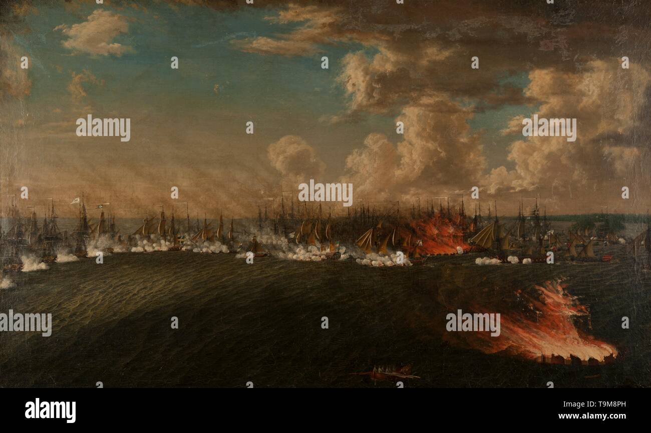 The Battle of Vyborg Bay on July 3, 1790. Museum: Sjöhistoriska museet ...
