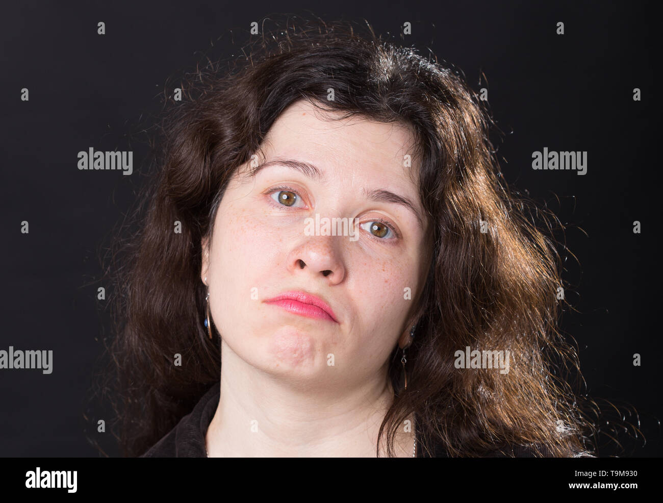 Portrait of a young woman. Emotions of sadness and depression Stock ...