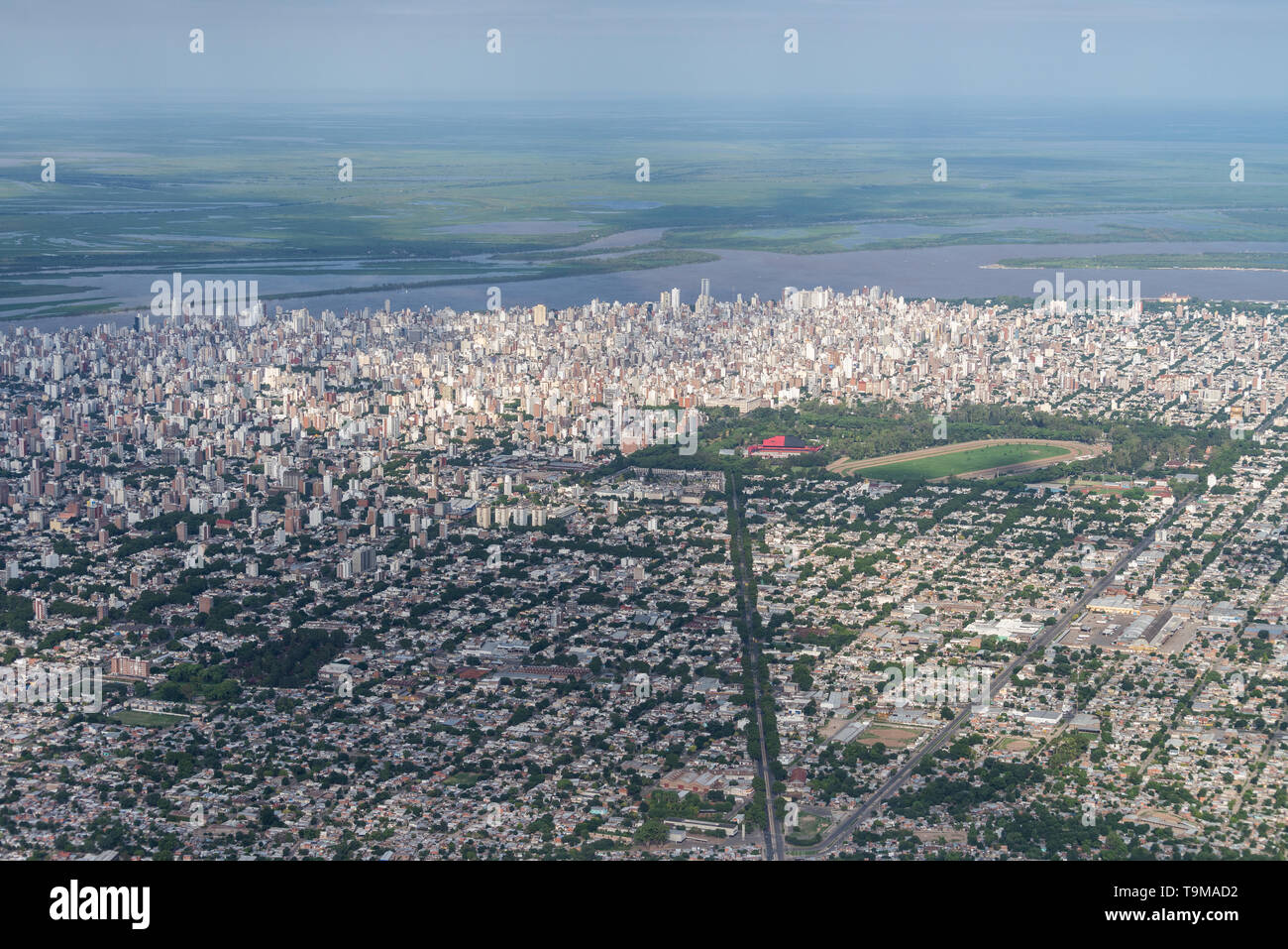 Aerial image showing the skyline and extent city of Rosario in ...