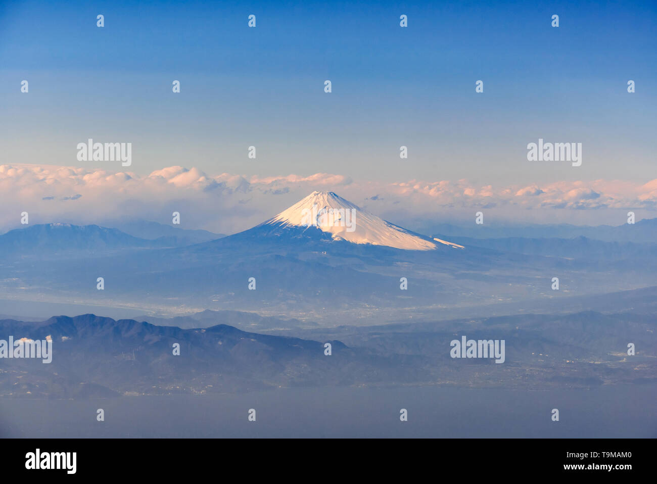 Aerial view of Fuji san, Mountain Fuji, landmark mountain of Japan ...