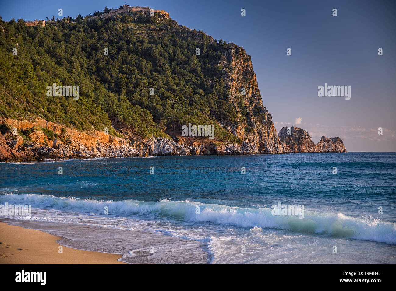 Alanya Castle in Turkey, Cleopatra Beach Stock Photo - Alamy