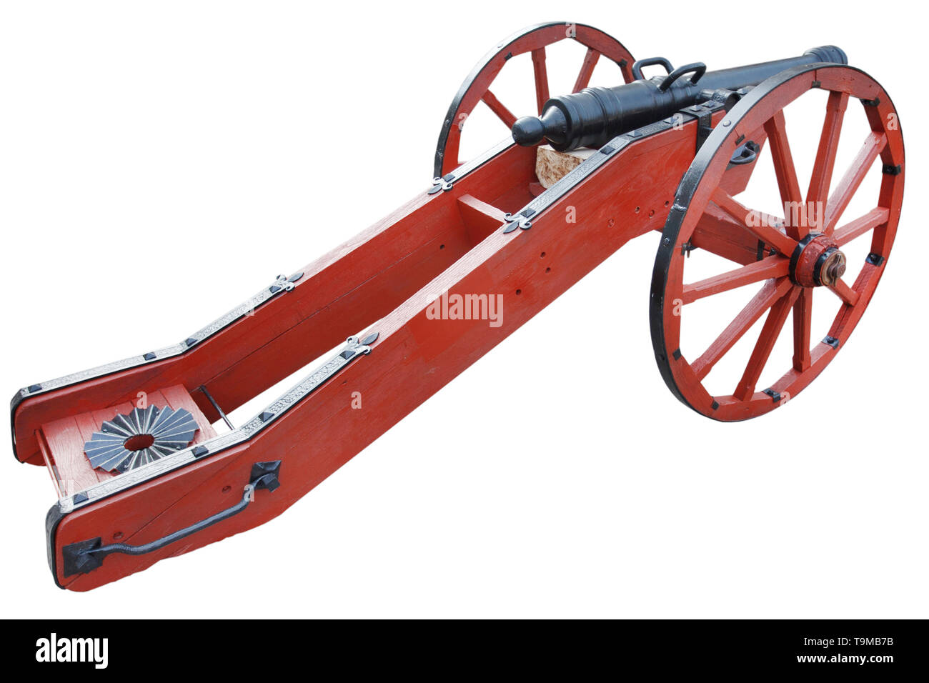 old vintage red gunpowder post-medieval artillery cannon isolated on ...